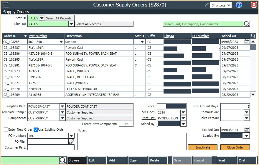 Customer Supplied Materials ERP | OnRamp Manufacturing Software